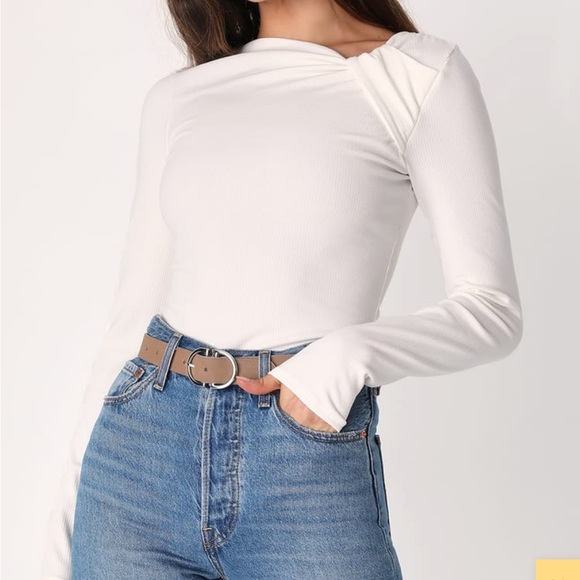 Lulus | Tops | Lulus White Ribbed Bodysuit | Poshmark